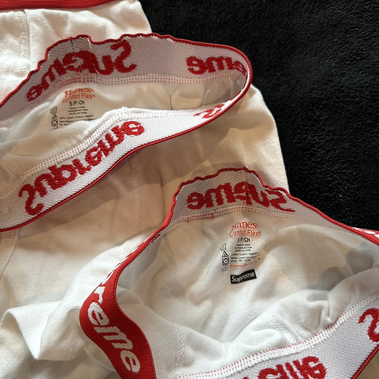 Supreme Men's White and Red Underwear | Depop