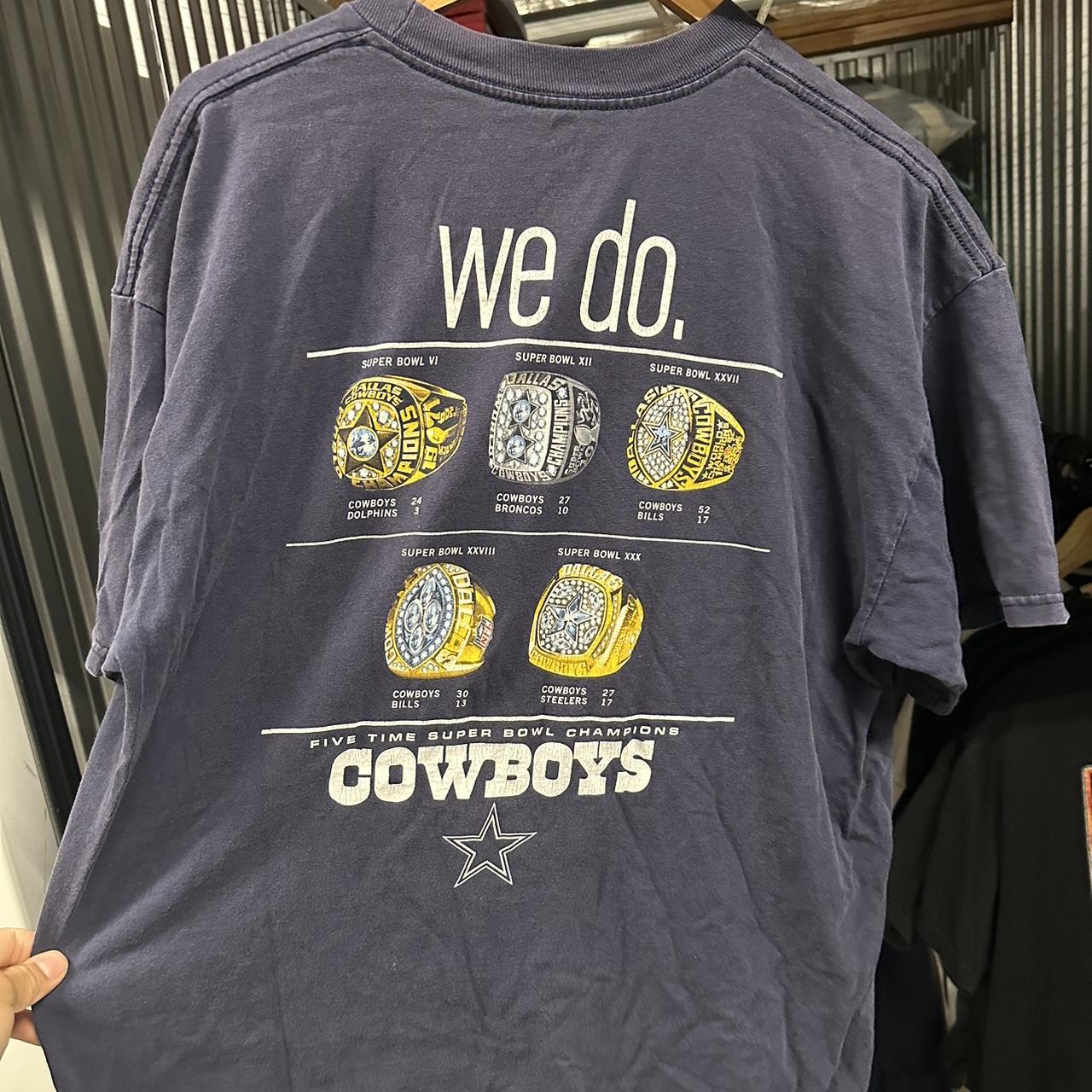 Dallas Cowboys 5 Super Bowl rings tee Discoloration... - Depop