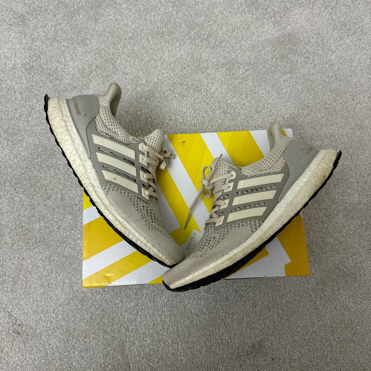 Ultra boost. Size uk9. Tan. Cream. Adidas - Depop