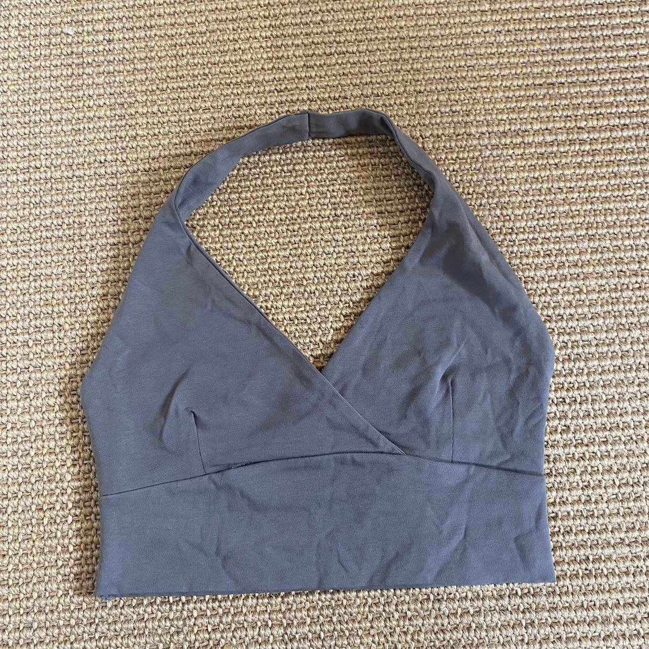 - subdued grey cropped halter neck top - never worn,... - Depop