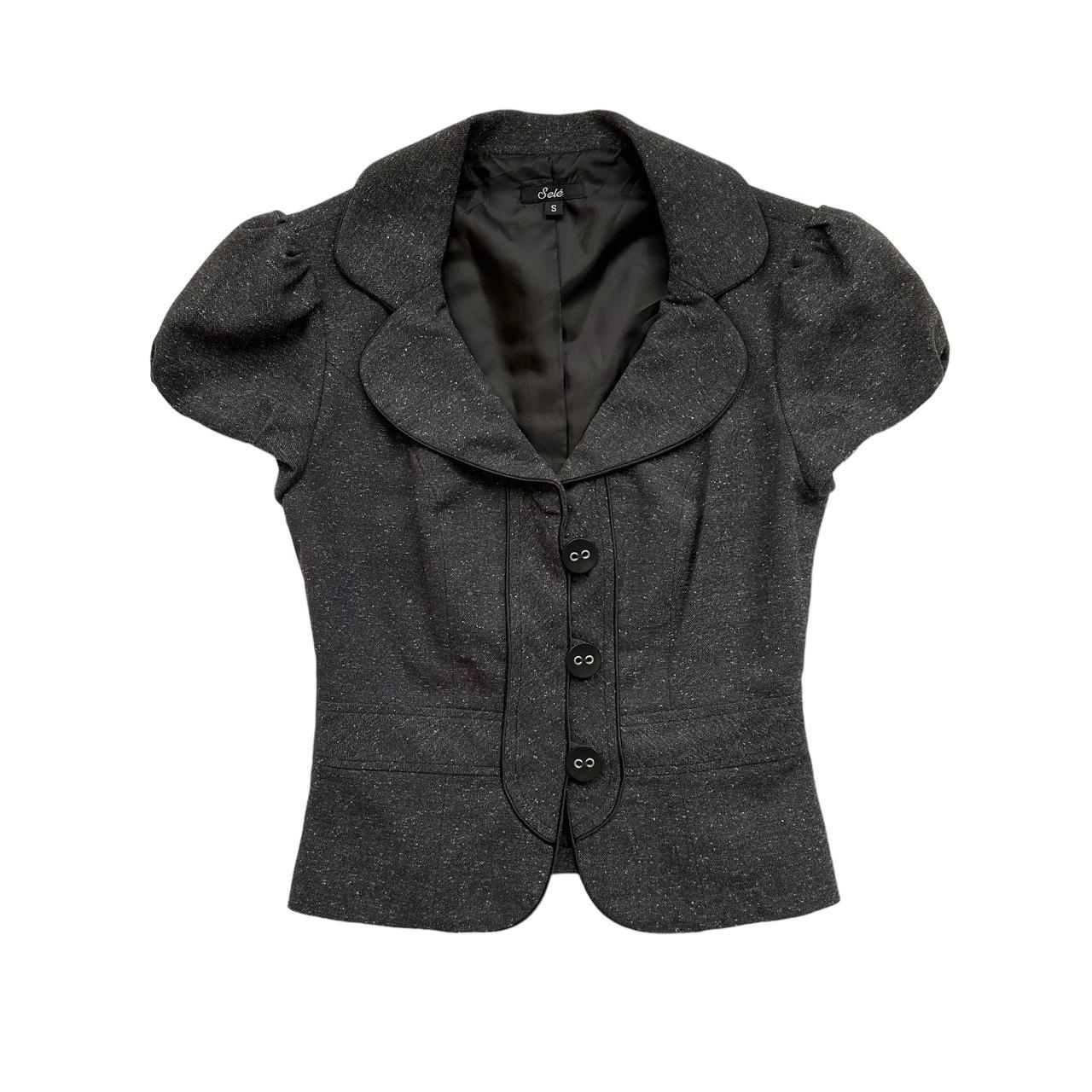 dark grey short sleeve waistcoat jacket🖤 size label... - Depop