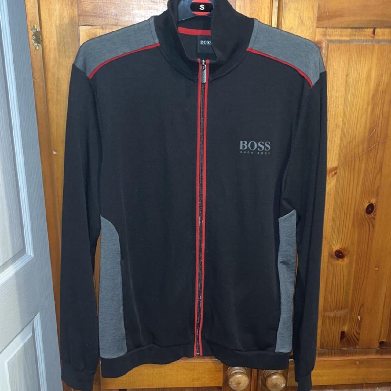 Hugo Boss Men's Black and Grey Jumper | Depop