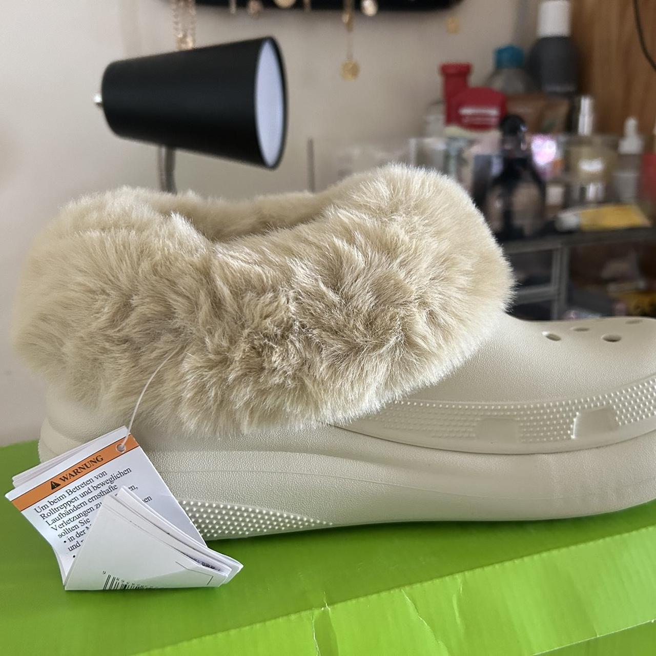 Brand new fuzzy crocs size women's 6. - Depop