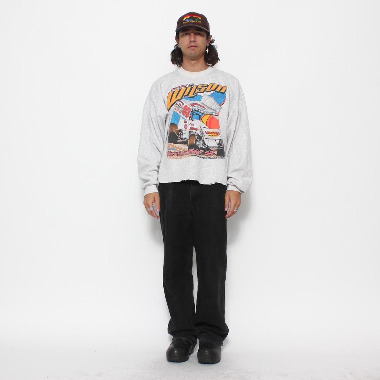 GREY GREG WILSON RACING GRAPHIC CREW NECK... - Depop