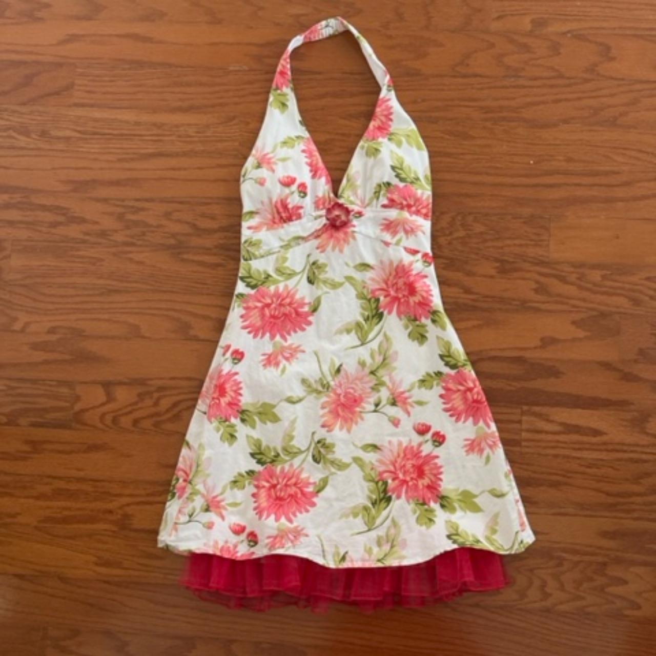 Ruby Rox Pink Floral Halter Dress Super Southern,... - Depop