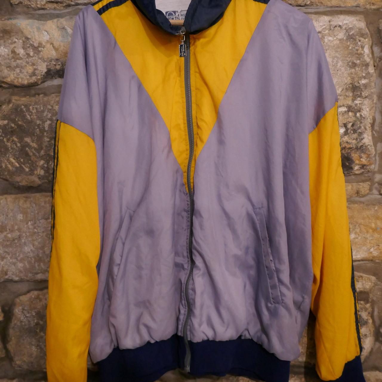 SERGIO TACCHINI RETRO ZIP UP TRACKSUIT TOP IN YELLOW... - Depop