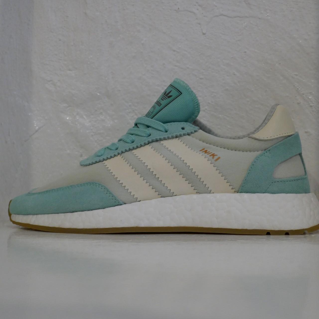 ADIDAS INIKI RUNNER MINT GREEN AND CREAM COLOURED... - Depop