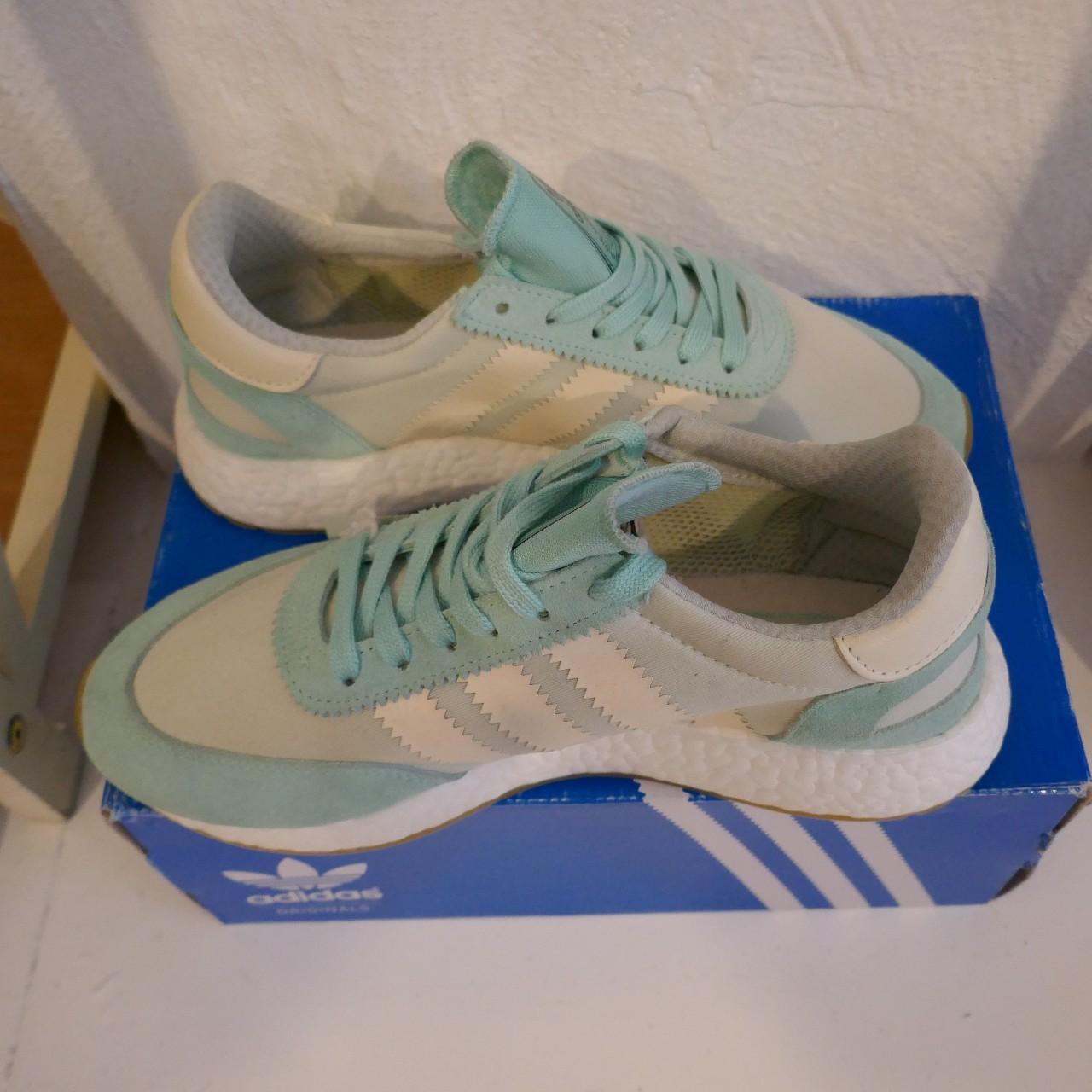 ADIDAS INIKI RUNNER MINT GREEN AND CREAM COLOURED... - Depop