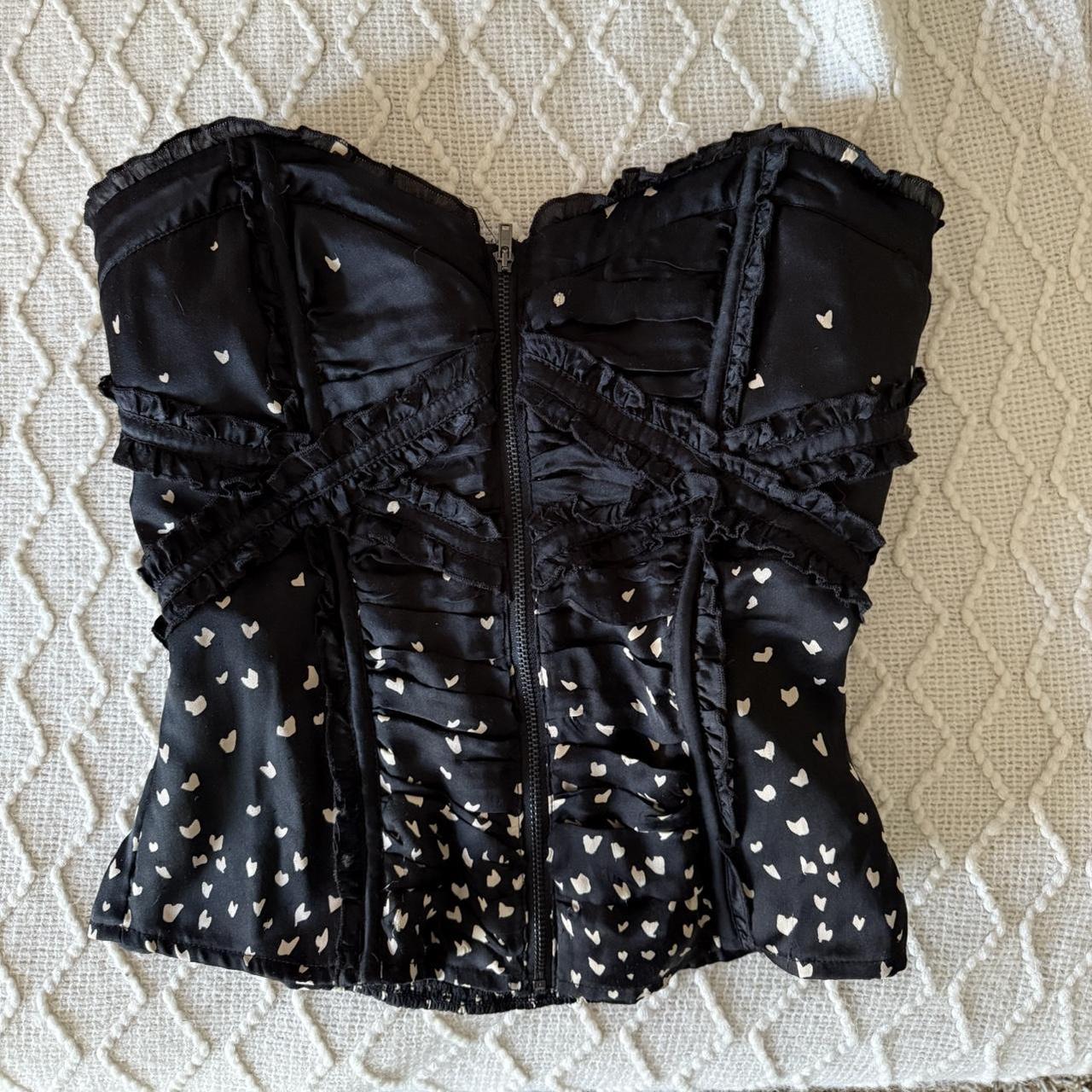 Bebe Black and white heart corset top | Depop