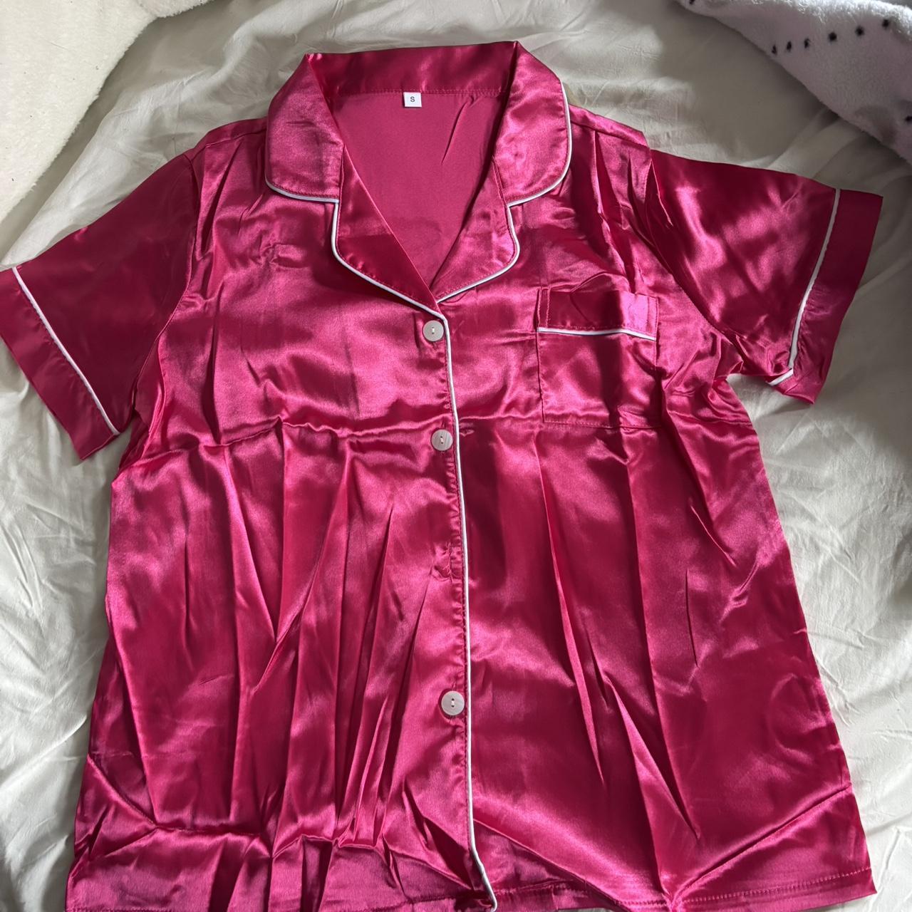 small satin hot pink pajamas ;) - size: small never... | Depop