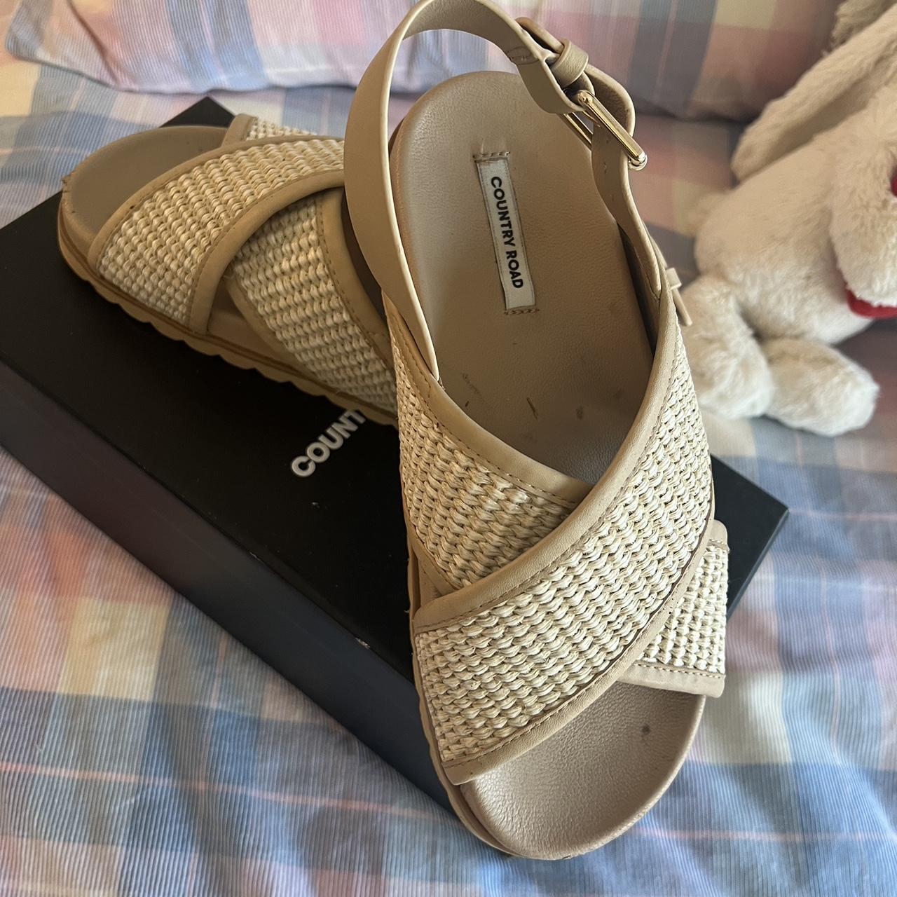 Country Road Slides Colour - Cream Size - 36 Price... - Depop