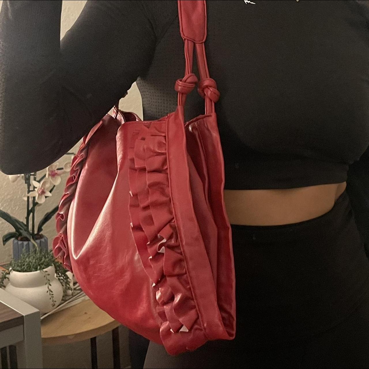 Red ruffle shoulder bag - Depop
