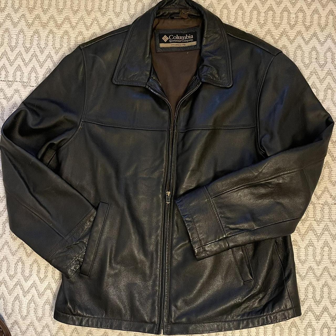 Vintage Columbia leather jacket Size... - Depop