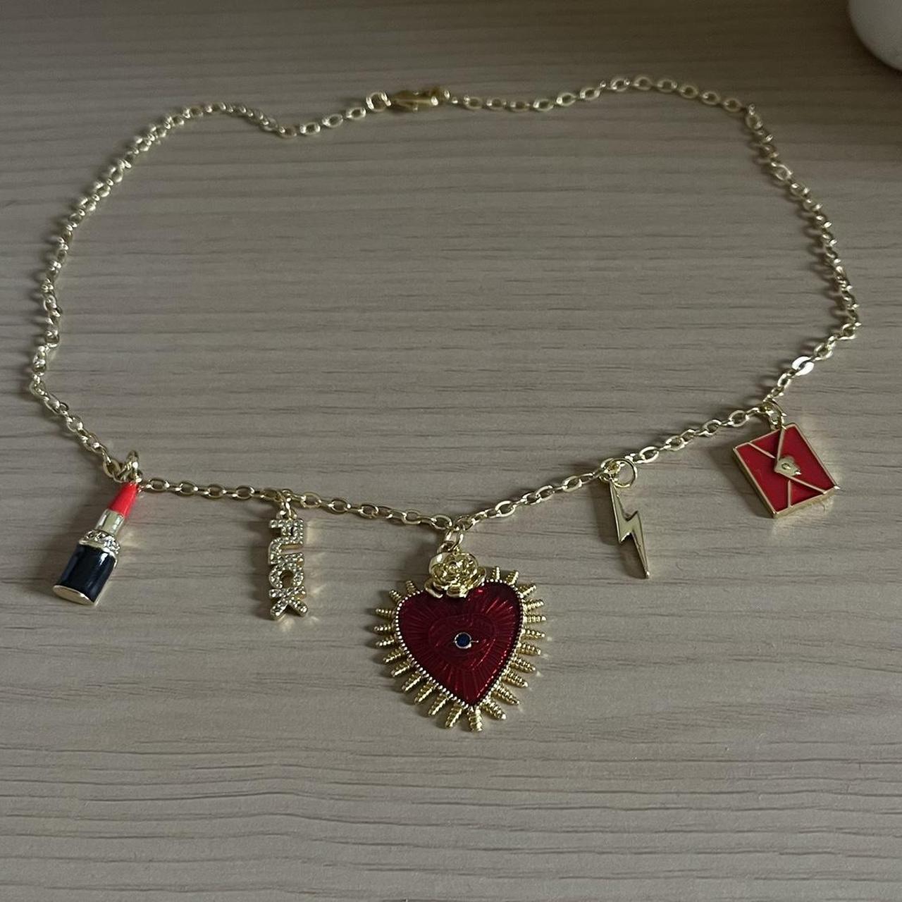 Vintage inspired red F*CK charm necklace Hand made... - Depop
