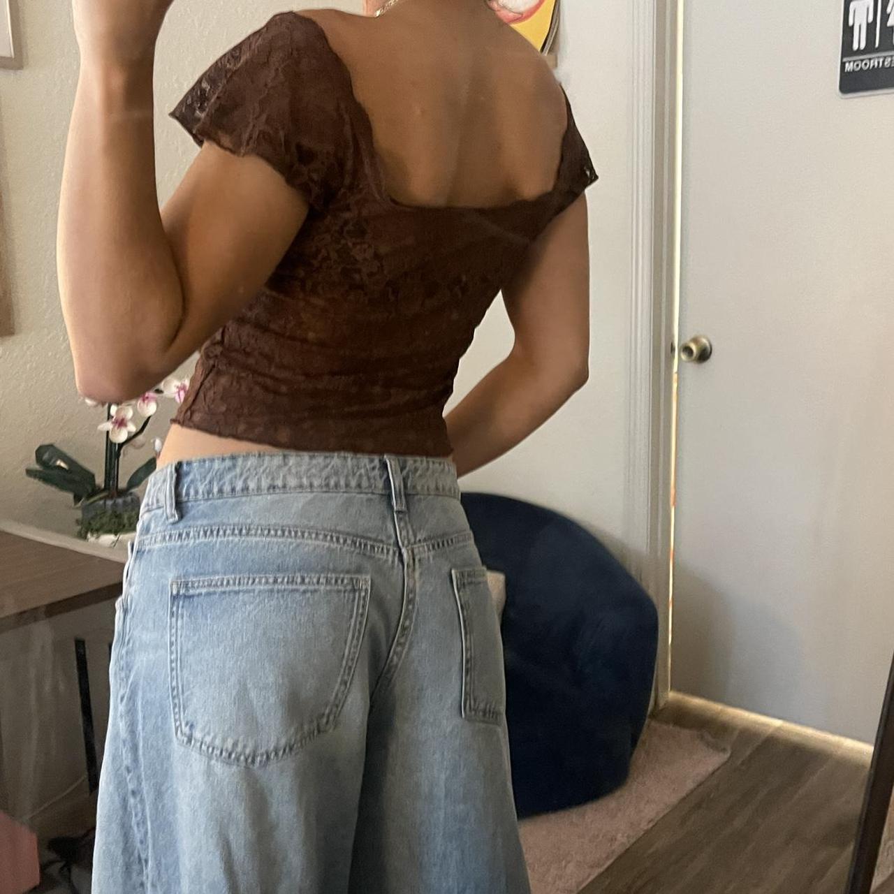 Brown lacy blouse No tag- fits like M - Depop