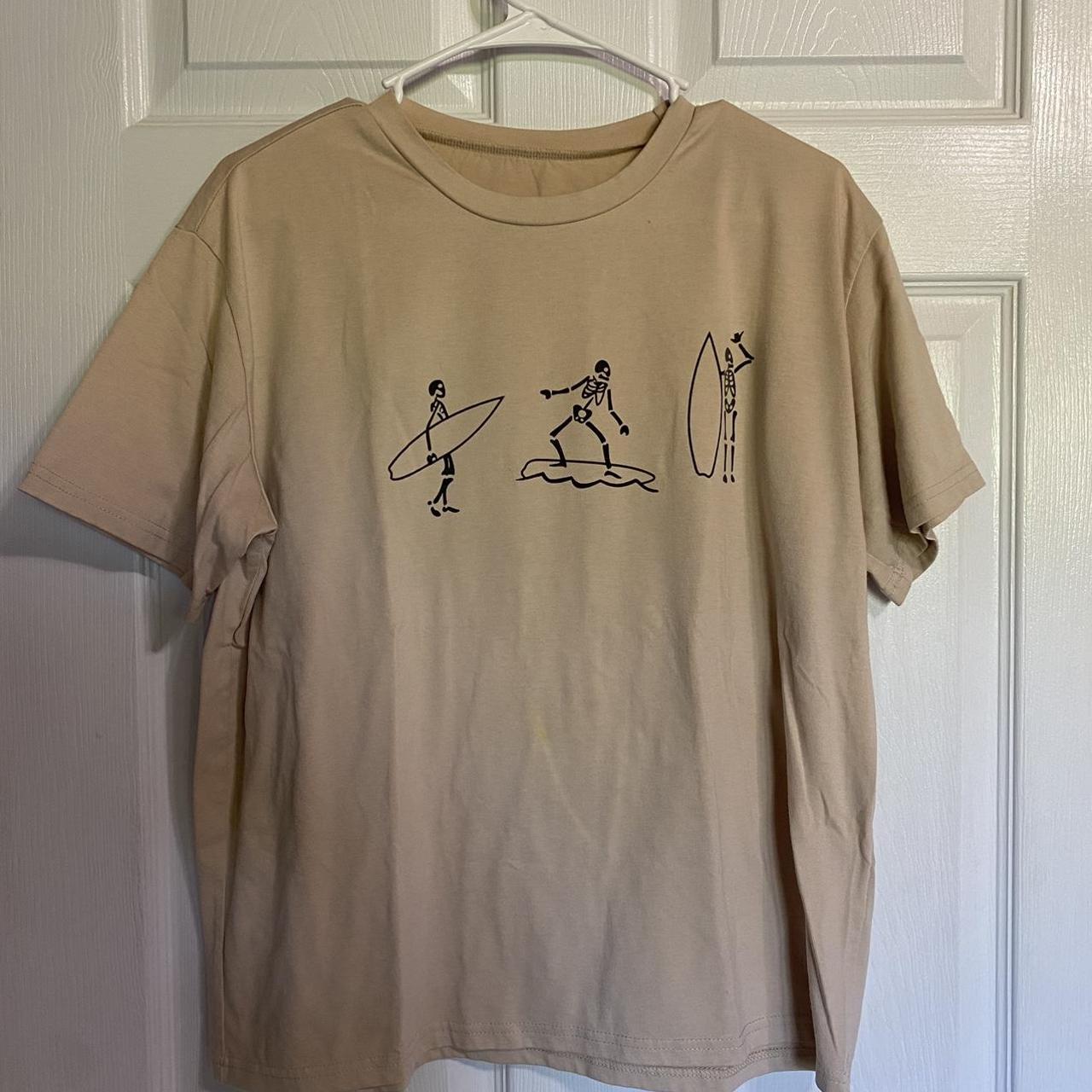 tan graphic tshirt from shein! fits size... - Depop