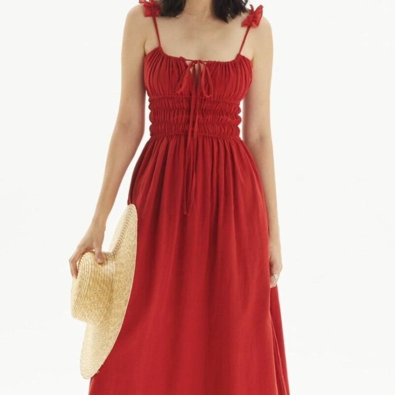 Adjustable long red summer dress ️ Double... - Depop
