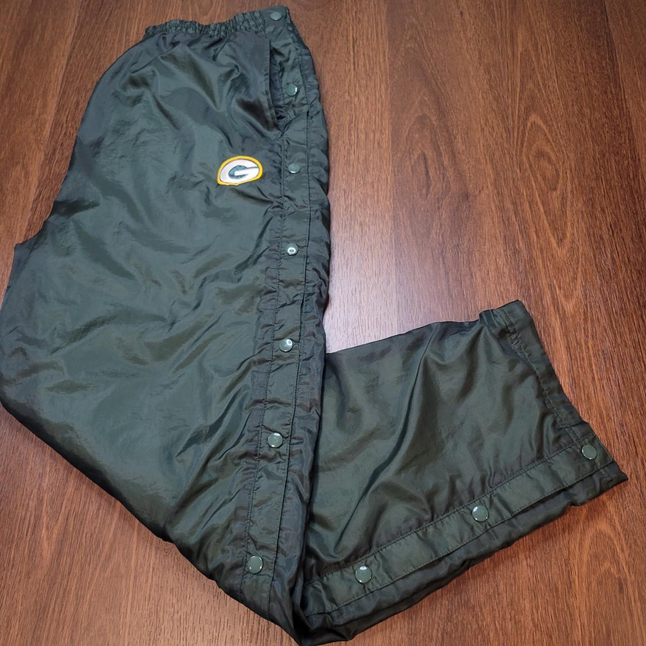 90s Green Bay Packers Nylon Windpants Breakaway Snap... - Depop