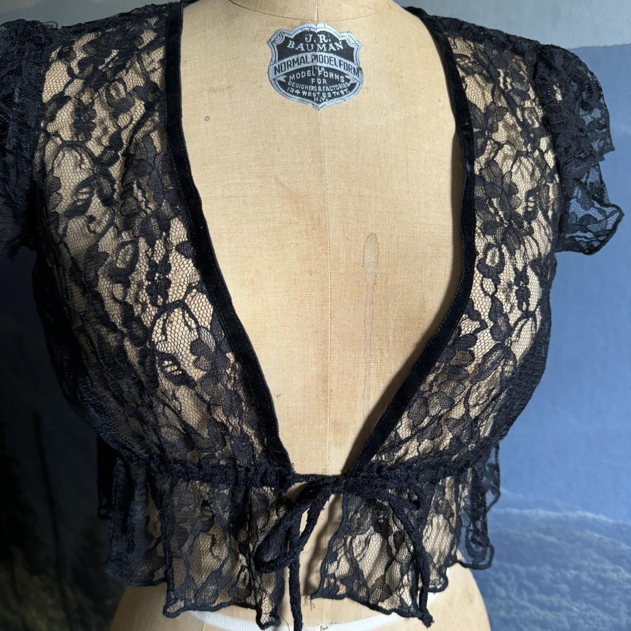 Vintage CANDIES lace tie front crop jacket. Size M .... - Depop