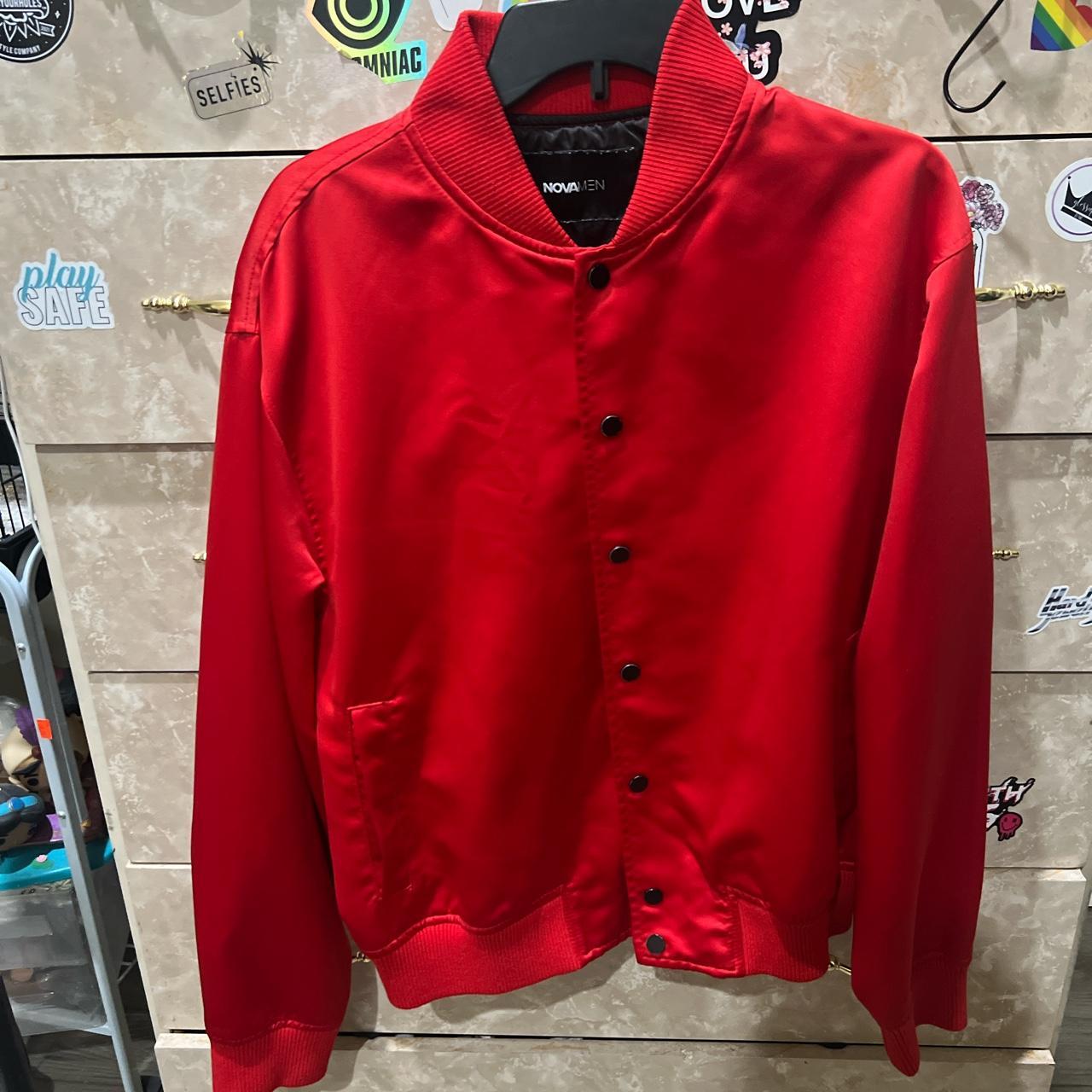 Men’s Red button up jacket from Fashion Nova Size:... - Depop