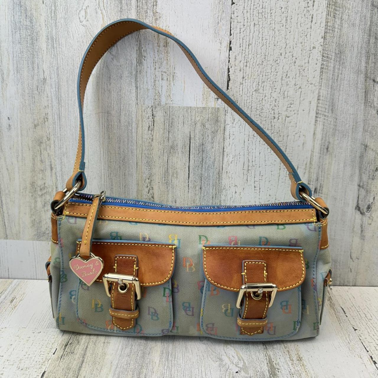 Y2K Dooney & Bourke blue shoulder purse with rainbow... - Depop
