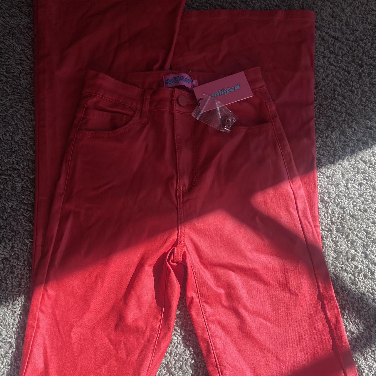 Edikted Red Leather flare pants♥️ Brand new... - Depop