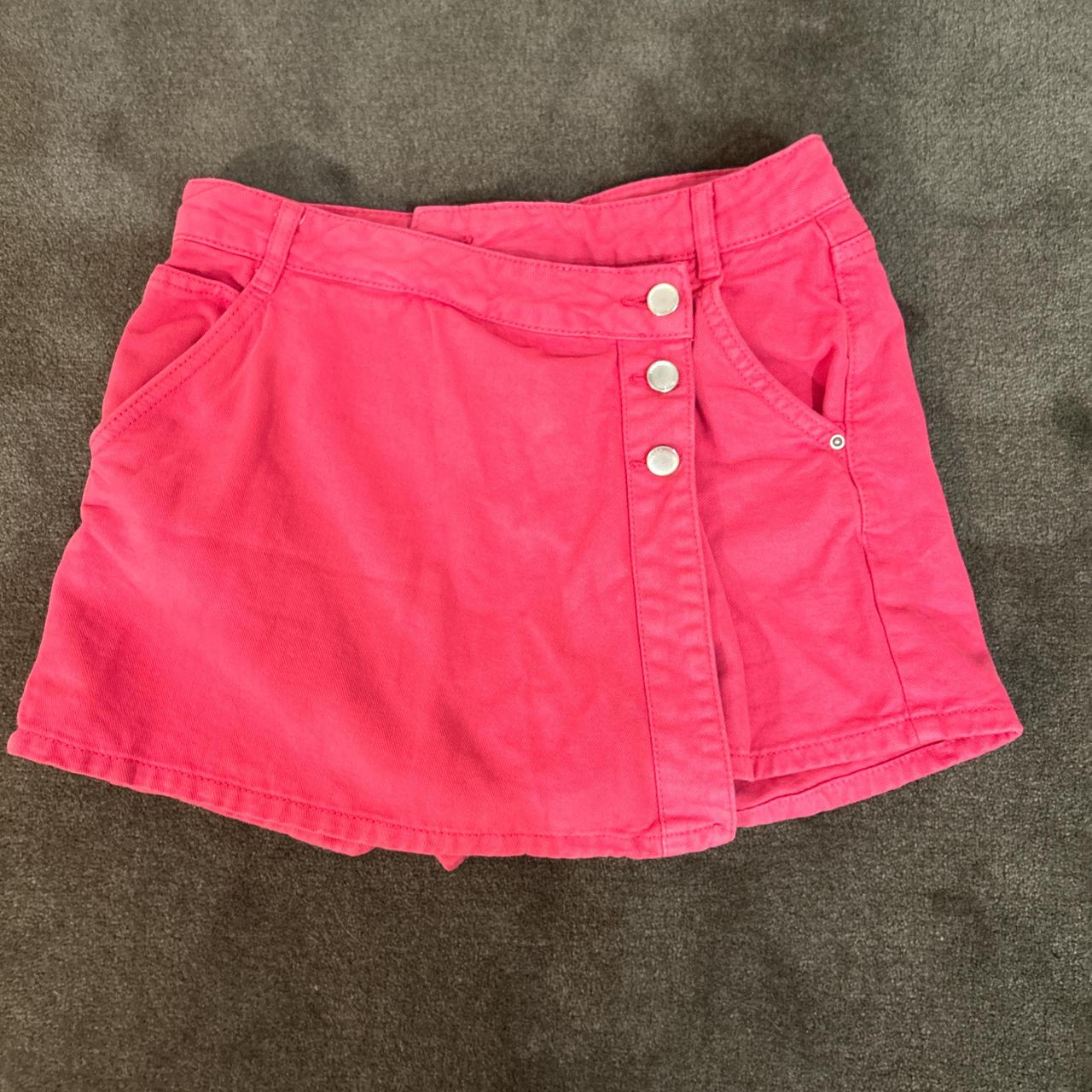 super cute hot pink zara asymmetrical skort worn... - Depop
