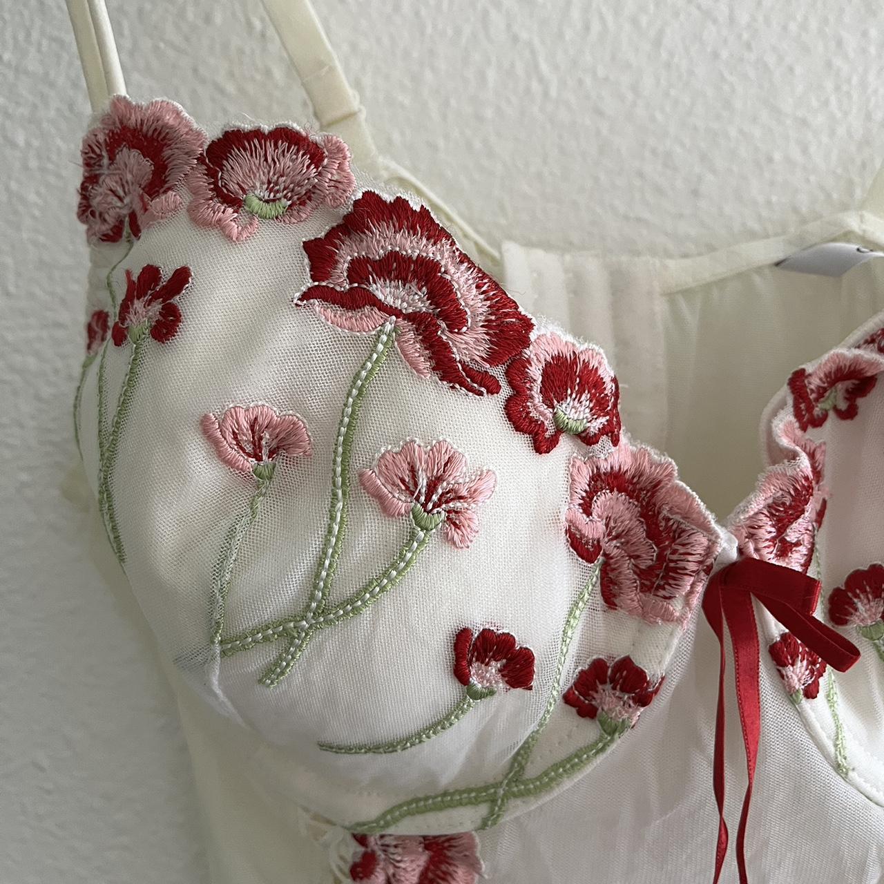 the most beautiful flower embroidered corset🌷 Size:... - Depop