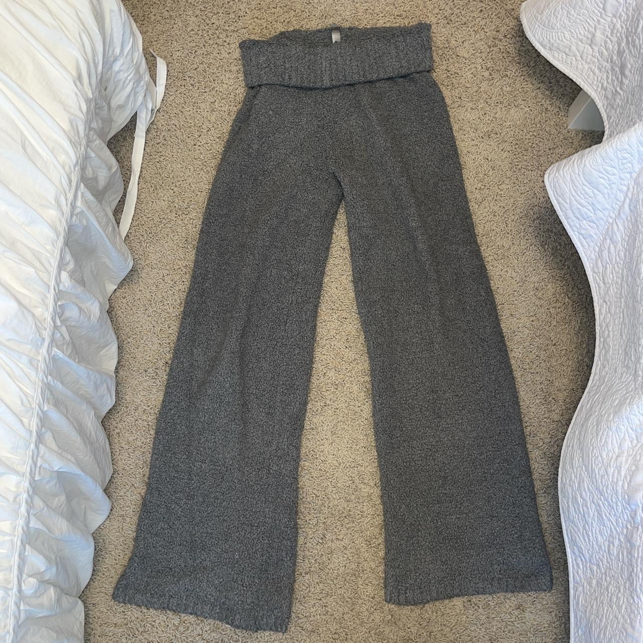 SKIMS dark grey fuzzy open leg pants - size s/m... - Depop