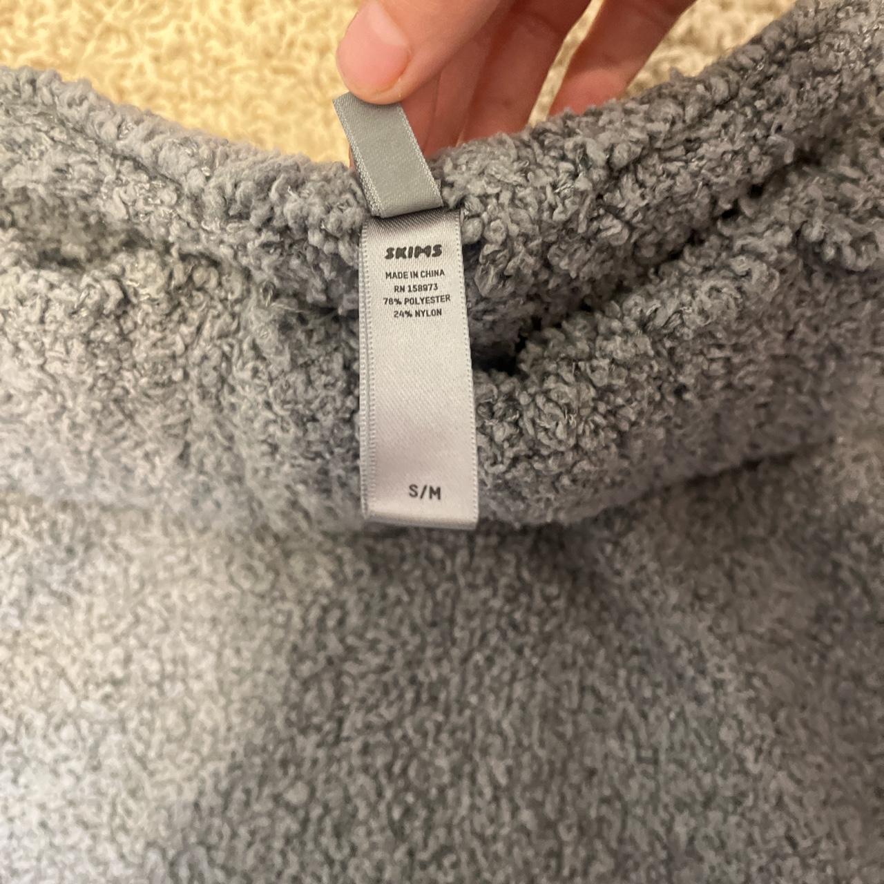 SKIMS dark grey fuzzy open leg pants - size s/m... - Depop