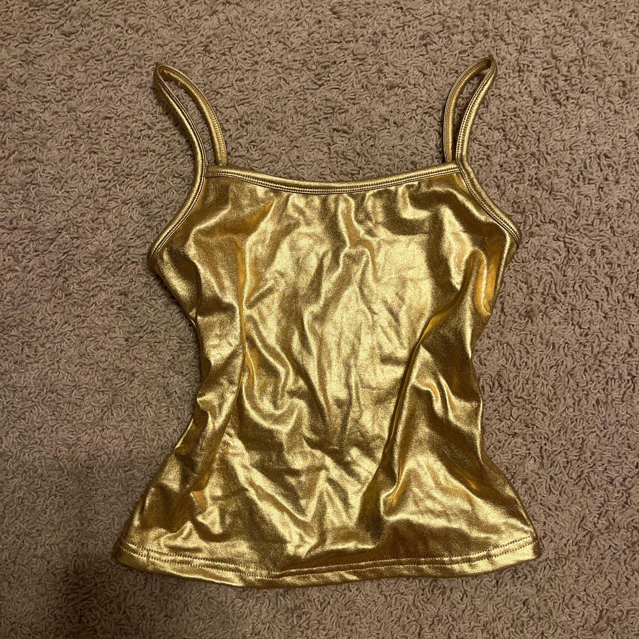 super cute gold tank top size xs - Depop