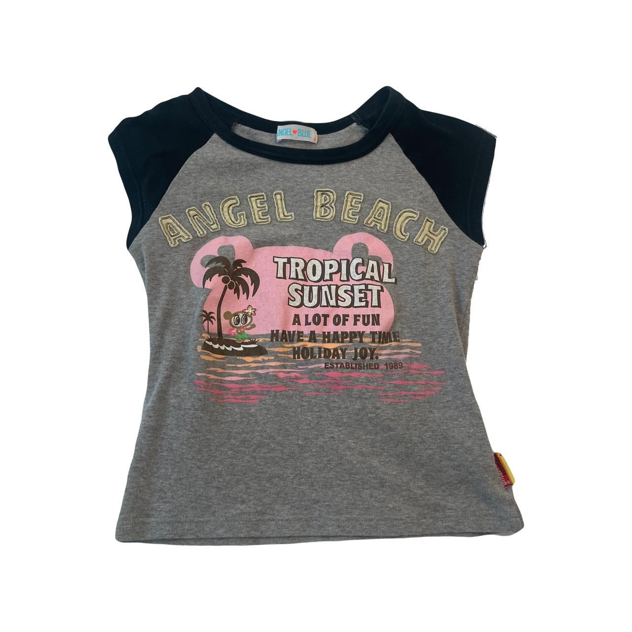 angel blue japan graphic tee cute rhinestone detail... - Depop