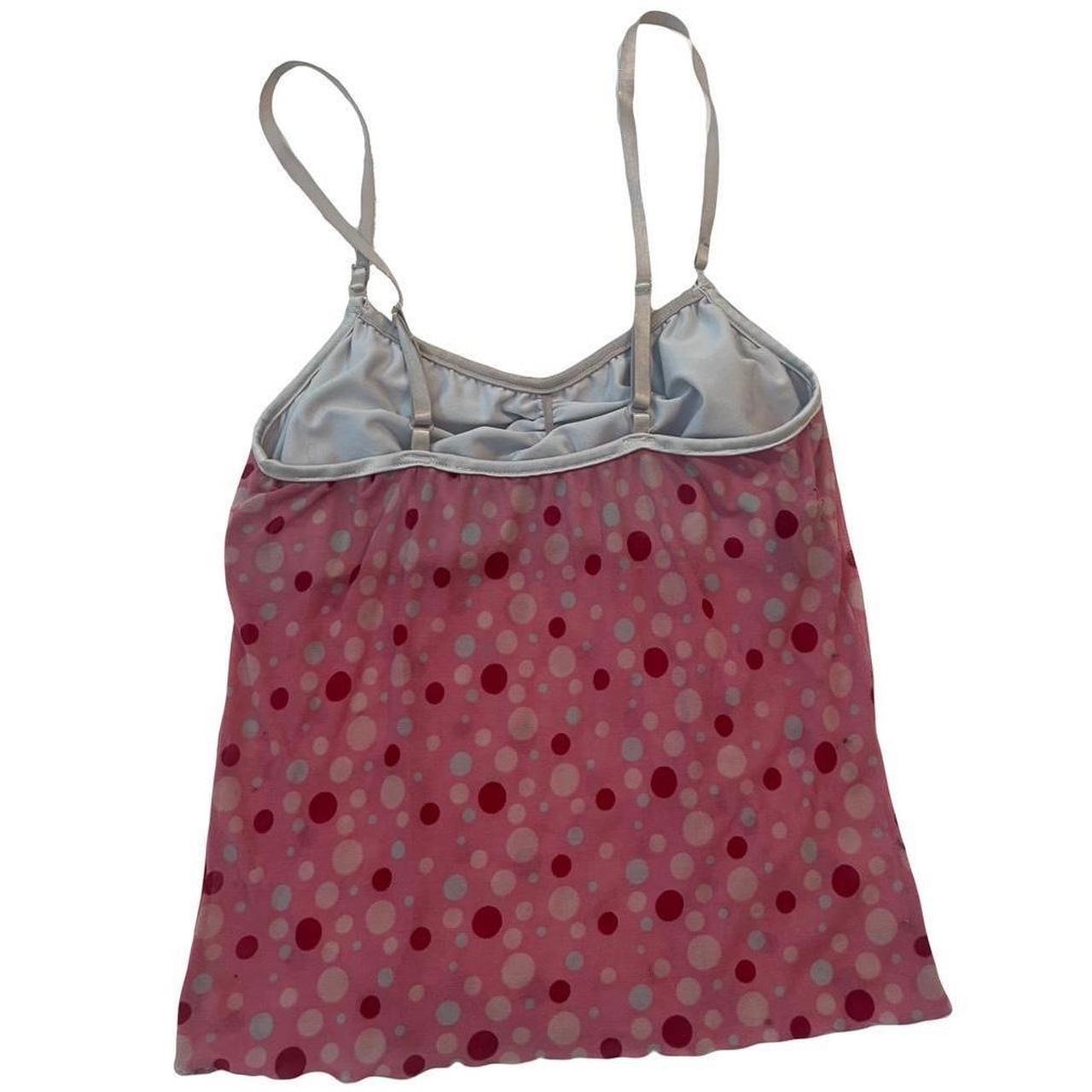 mesh pink polka dot tank top perfect y2k... - Depop