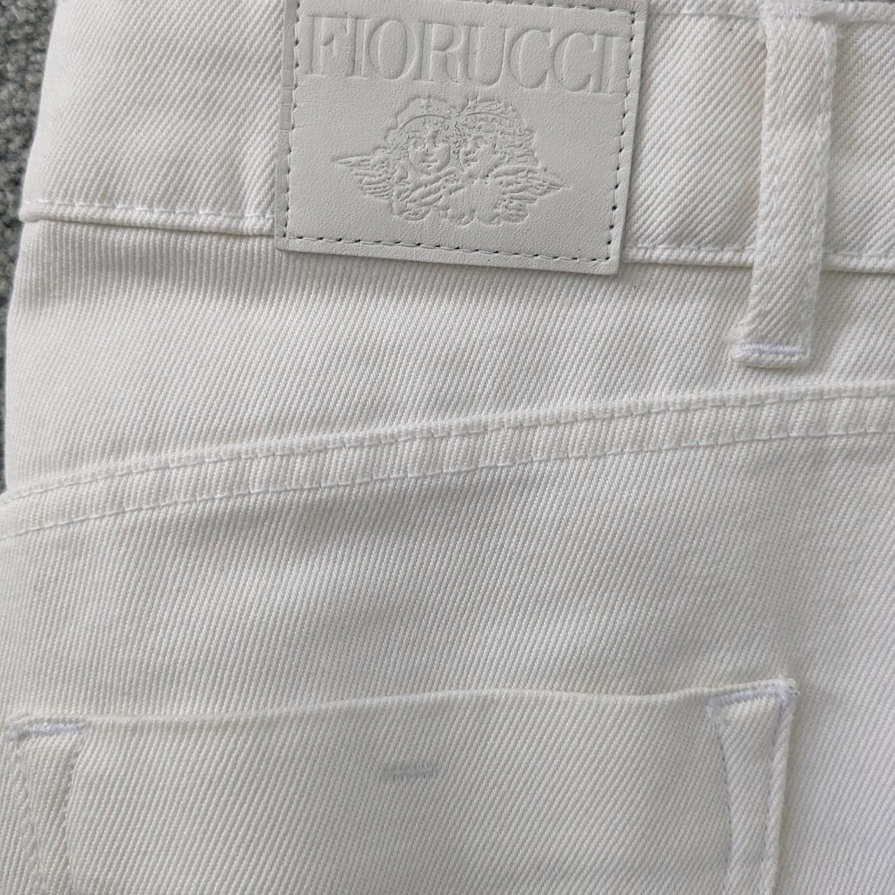 Fiorucci white bootcut highwaisted jeans with tiger... - Depop