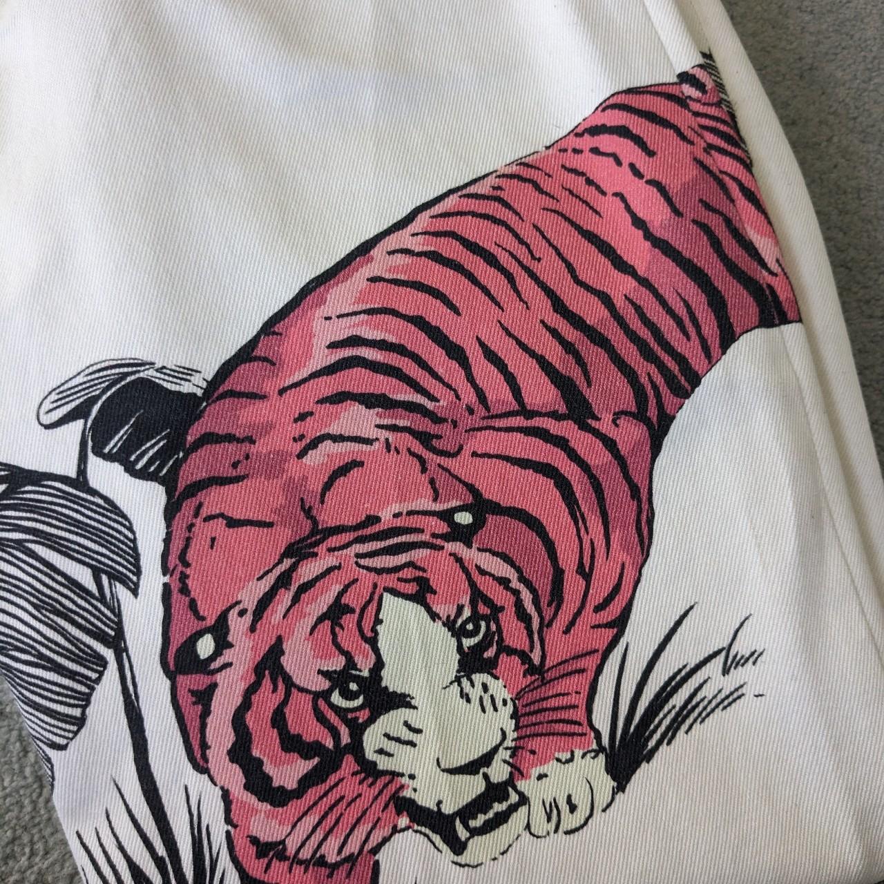 Fiorucci white bootcut highwaisted jeans with tiger... - Depop