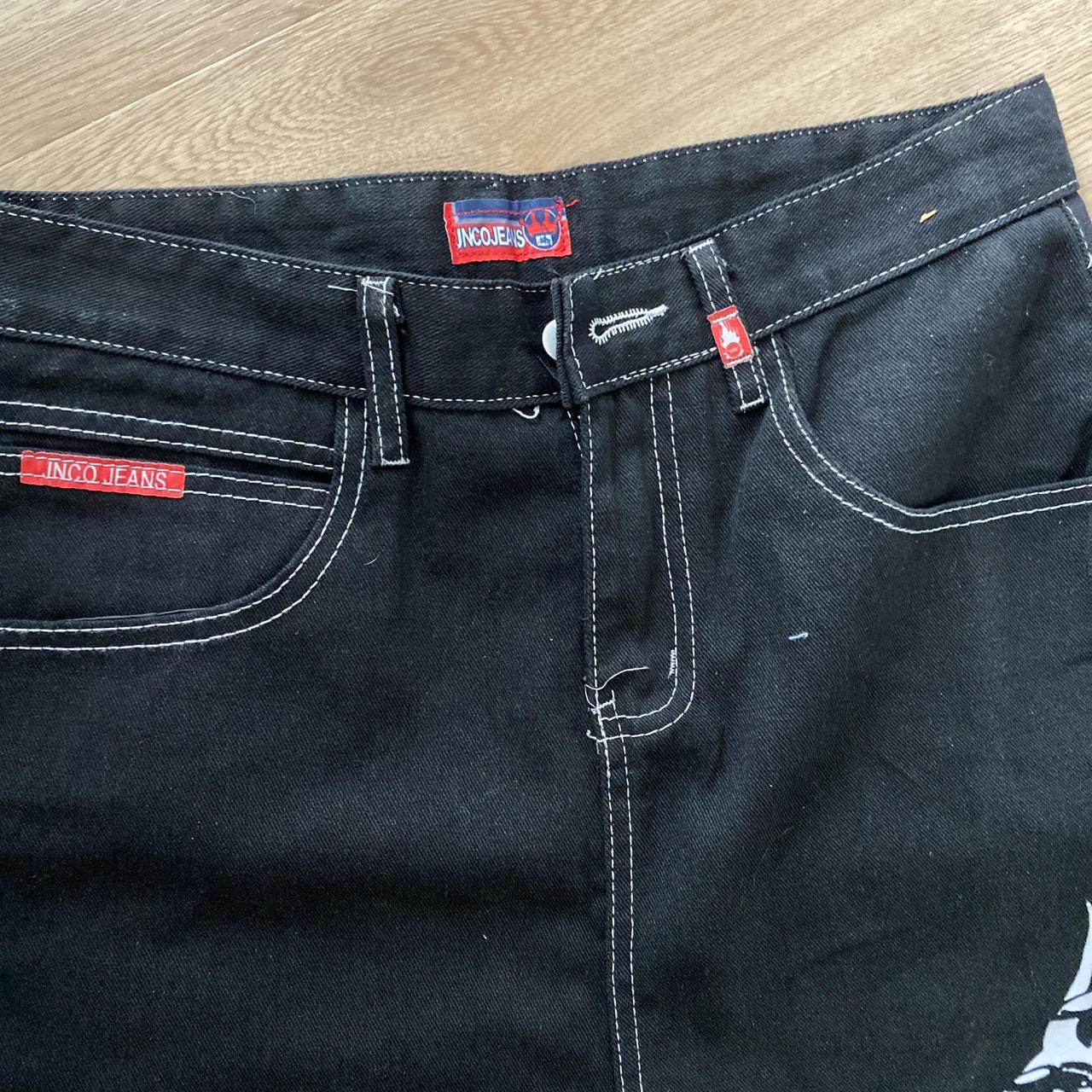 Black and white Jnco baggy jeans with a cool design... - Depop