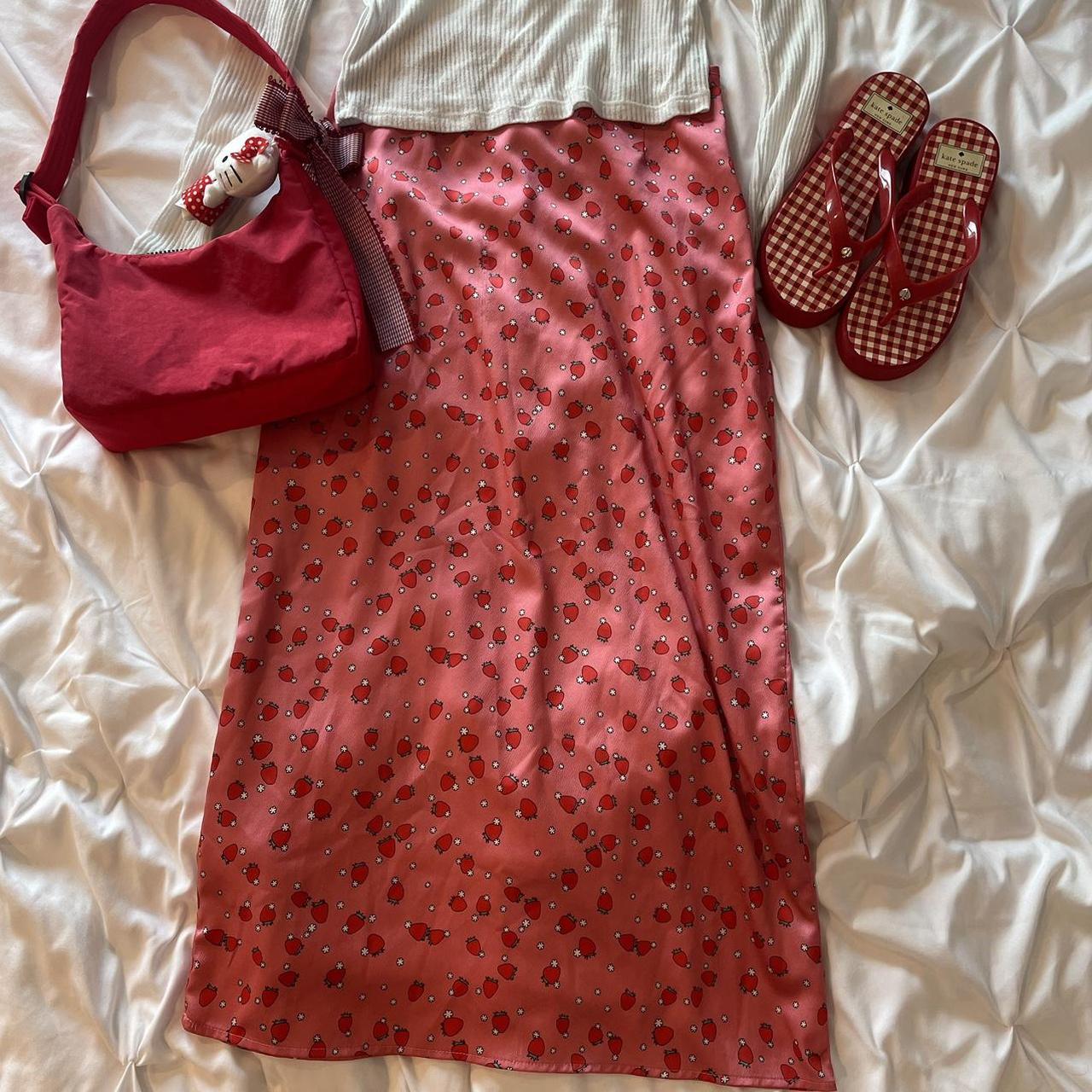 Glamorous brand size small strawberry print midi... - Depop