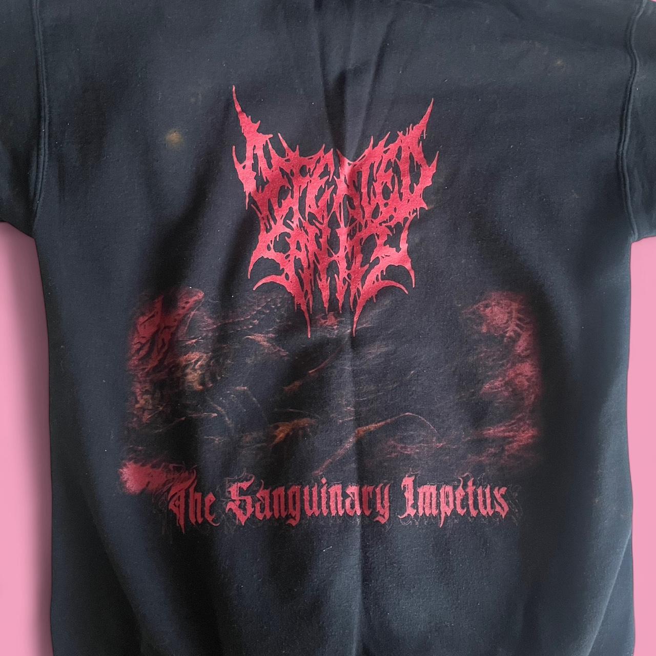 Black and red “The Sanguinary impetus” zip-up hoodie... | Depop