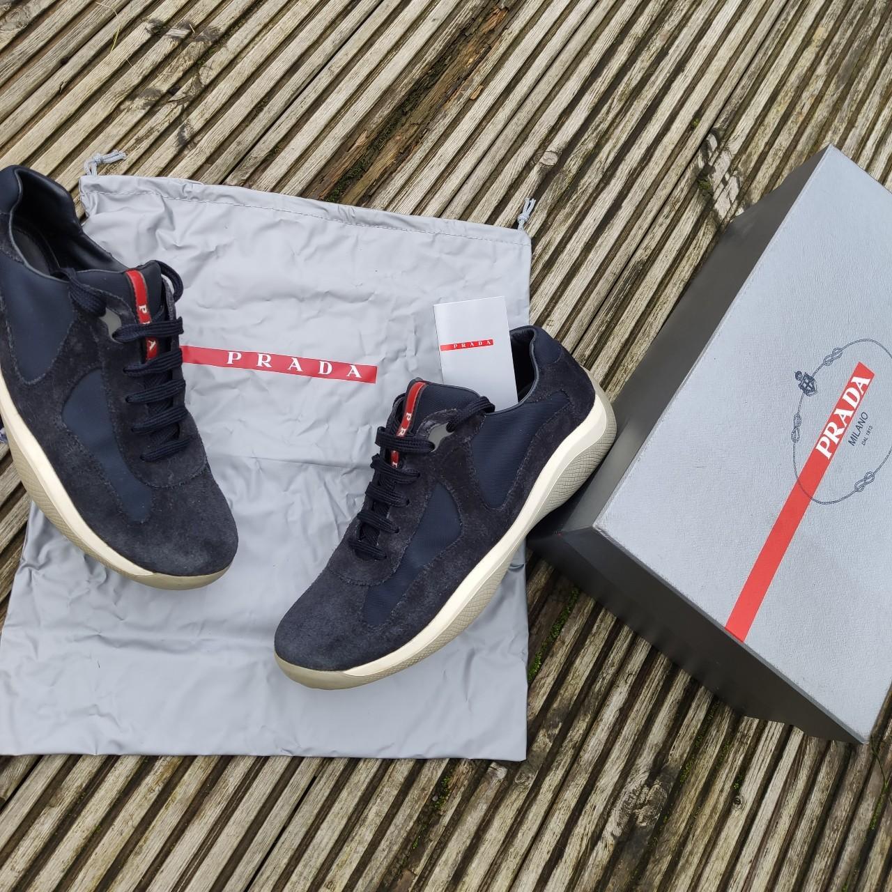 Prada America Cups Blue Suede Good condition as... - Depop