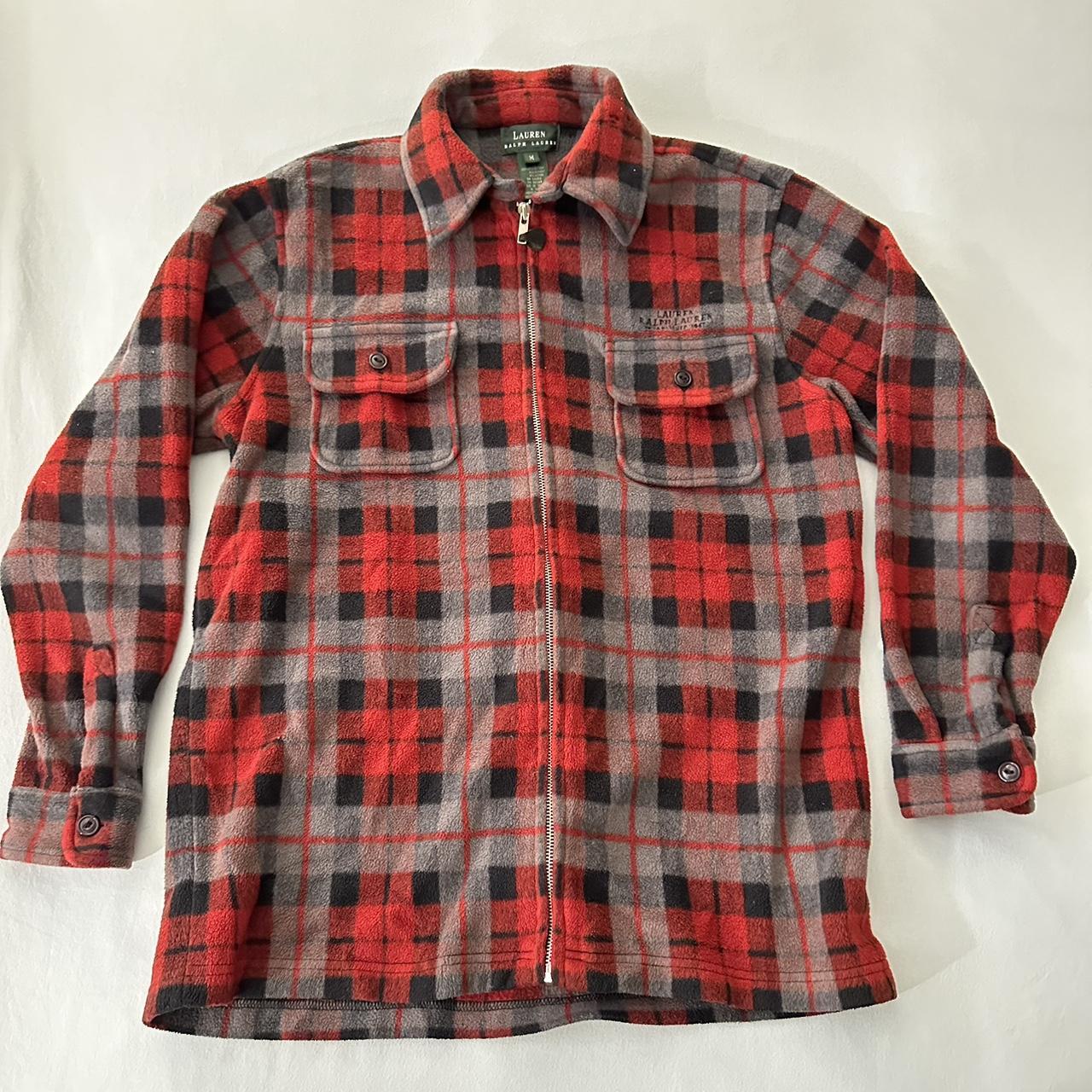 Ralph Lauren red and grey flannel jacket. Fleece... - Depop
