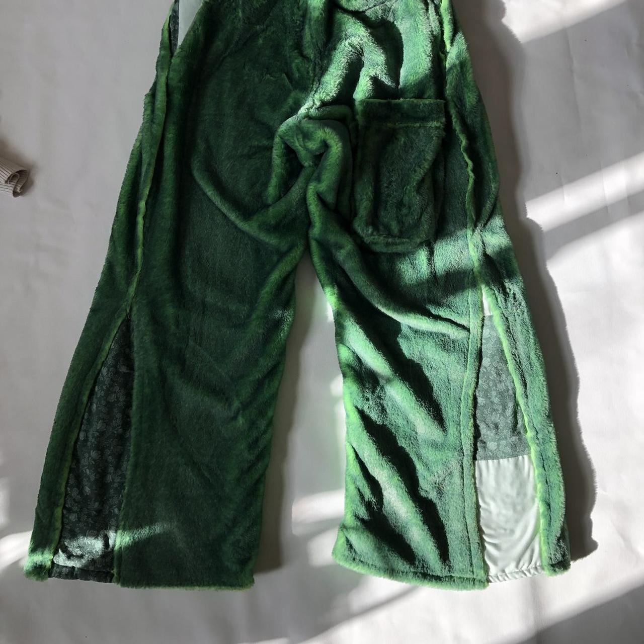 Green custom sewed fuzzy sweatpants #fuzzy... | Depop