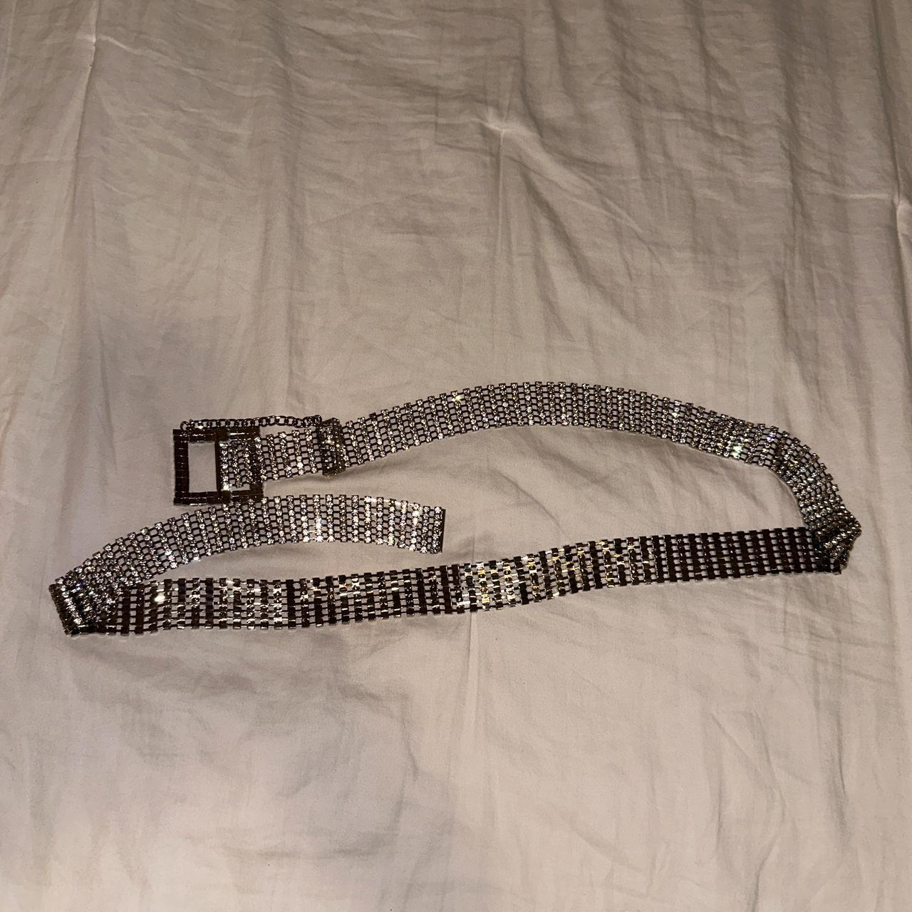 silver rhinestone belt - Depop