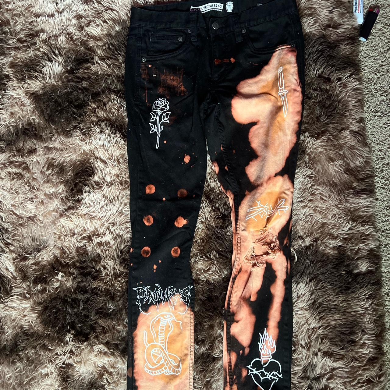 ‘Broken Promises’ punk/grunge jeans Size:... - Depop