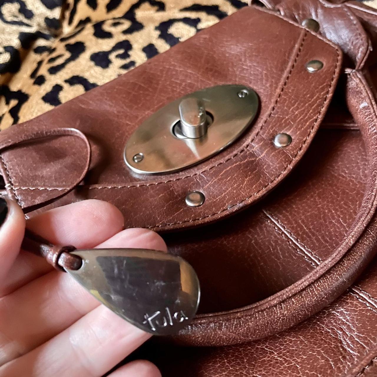Tula Small Brown Real Leather Grab Bag Handbag 10” x... - Depop