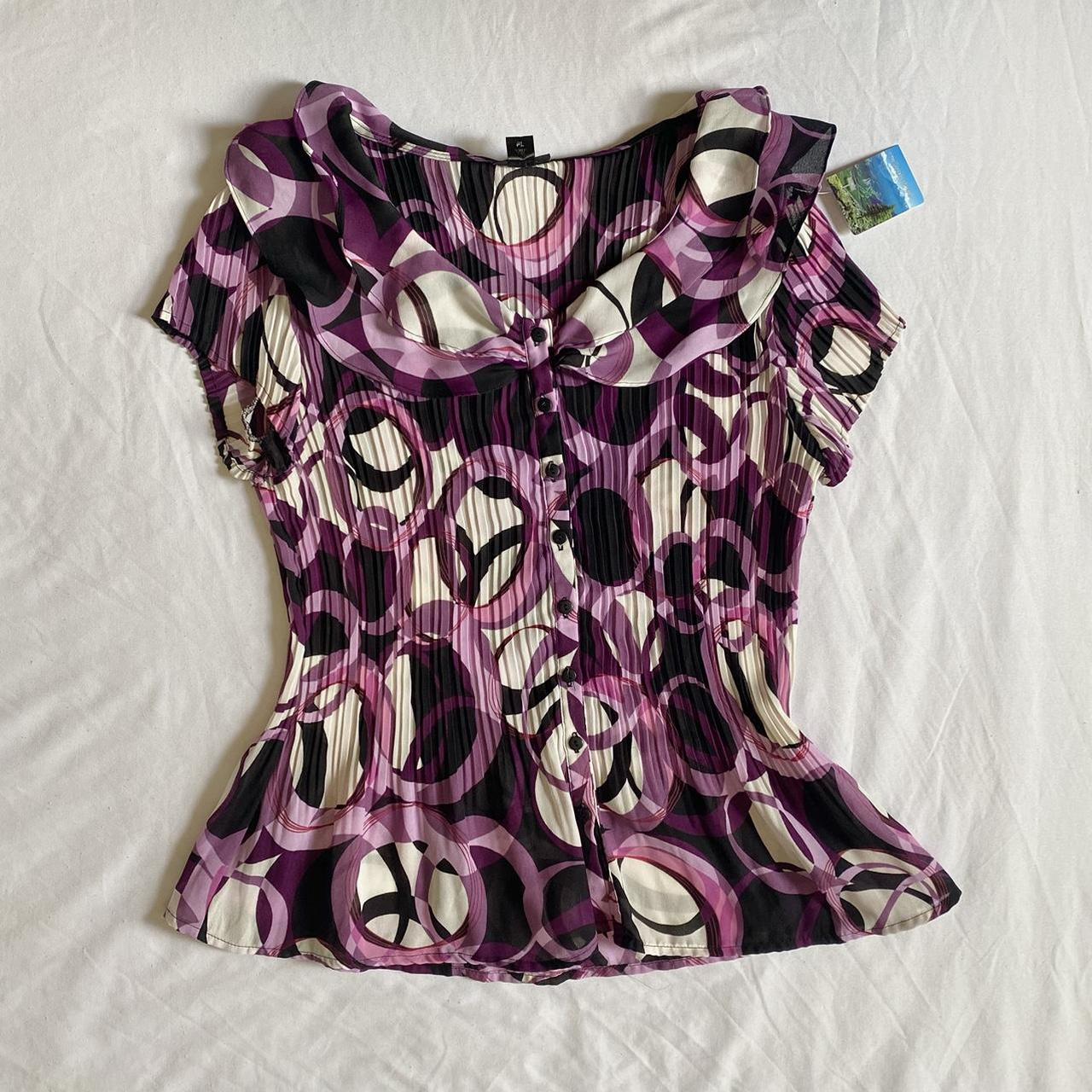 funky purple business casual top - size large... - Depop