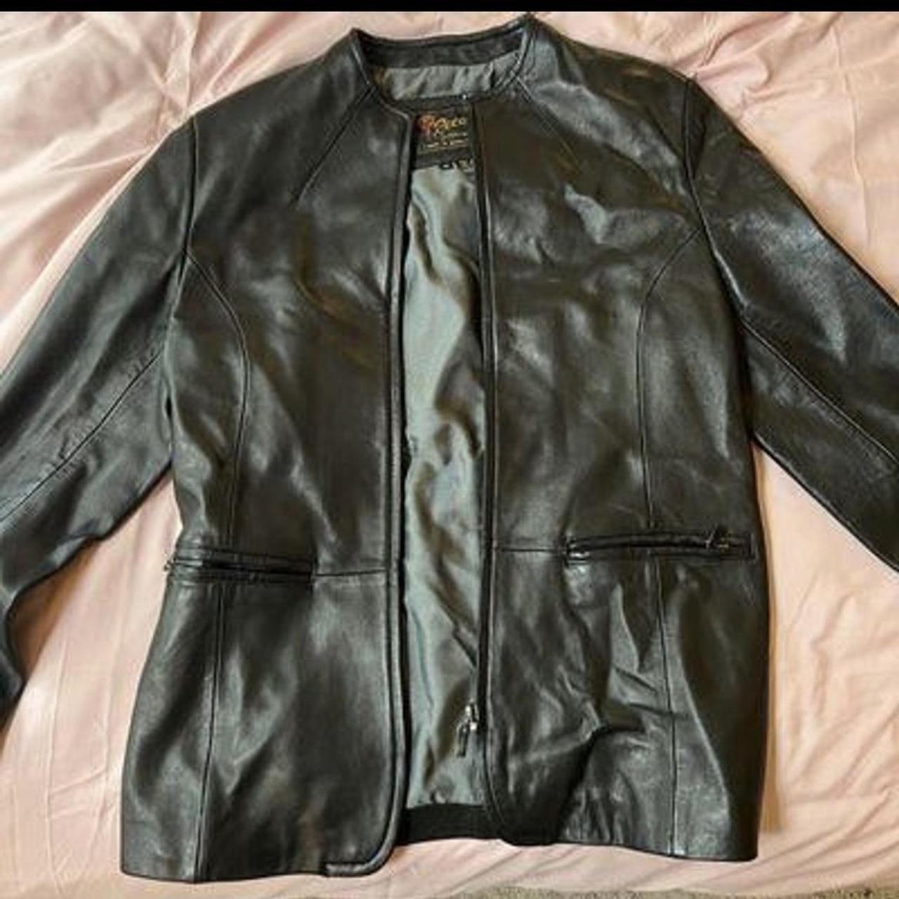 vintage genuine leather jacket from reeds... - Depop