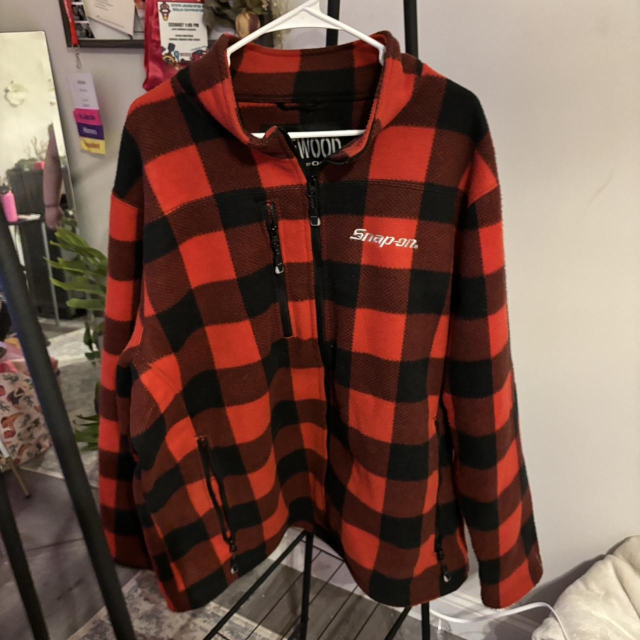 Snap On Plaid Jacket - Depop