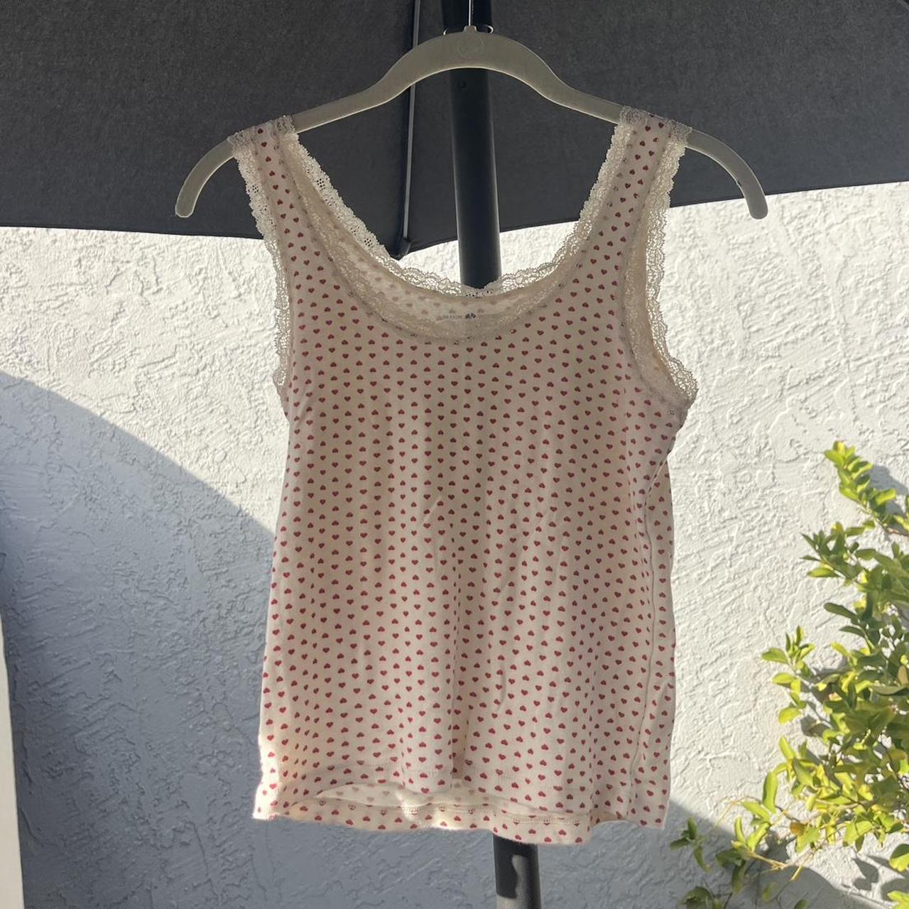 Brandy Melville heart lace tank top ️ One... | Depop