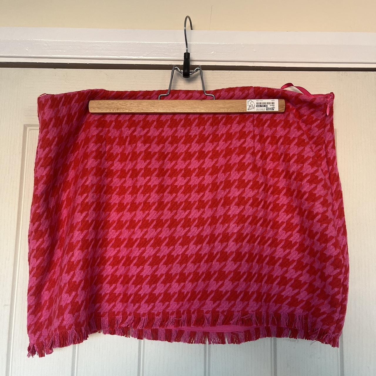 Pink tweed mini skirt, primark, size 16 but runs... - Depop