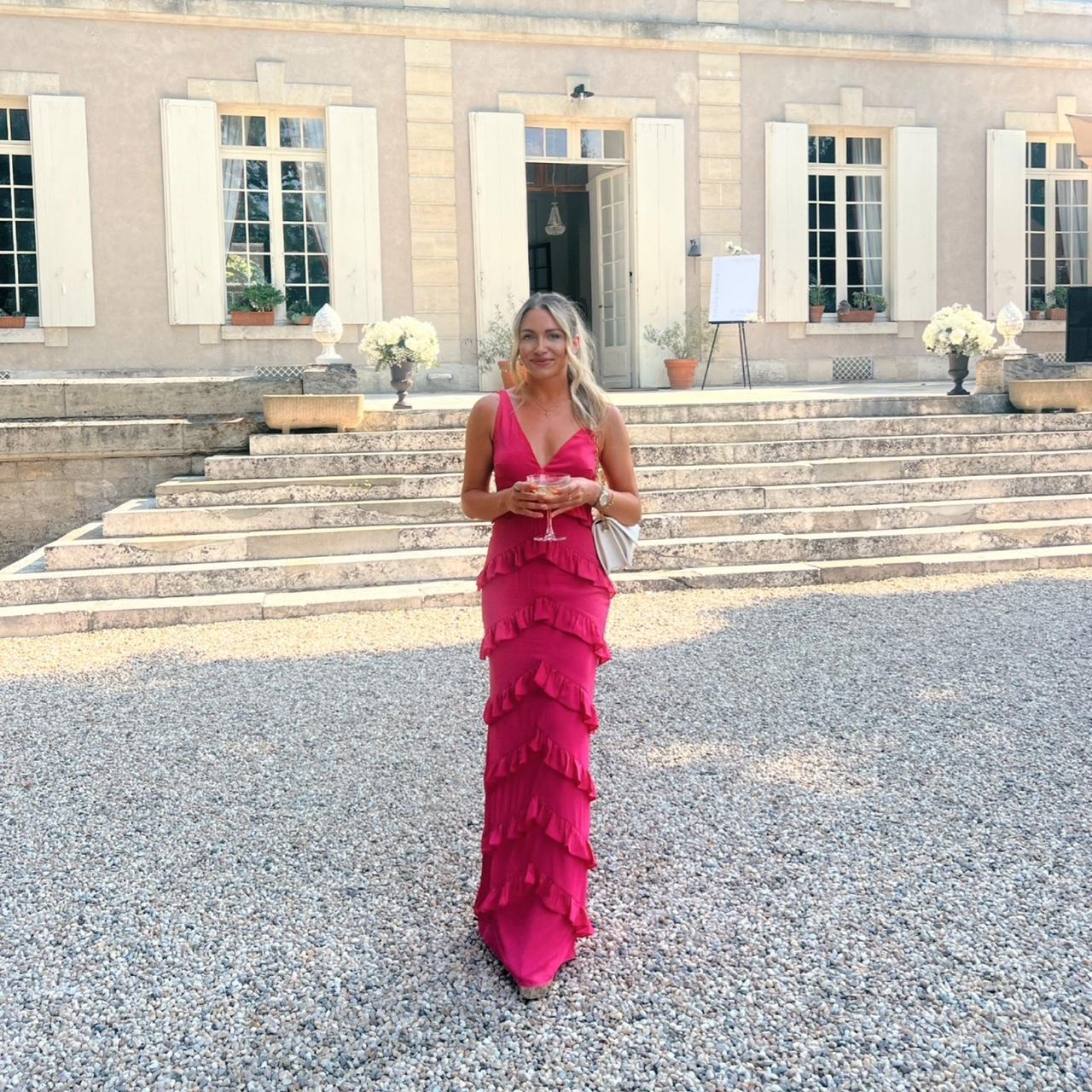 Pretty Lavish Pink Piper ruffle maxi dress Perfect... - Depop